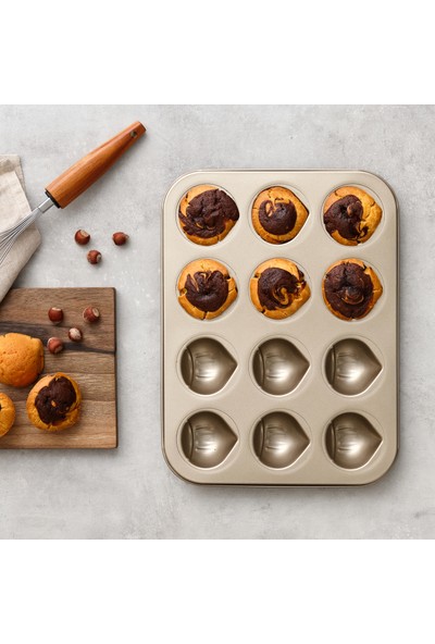 Karaca Fındık 12'li Muffin Kek Kalıbı