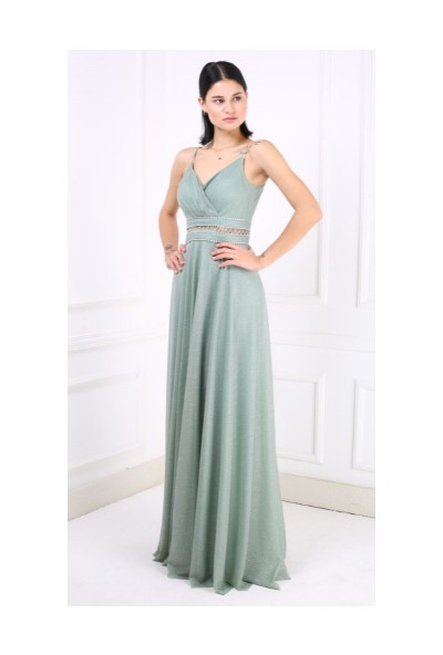 Fistan Giyim Askılı V Yaka Abiye Elbise Fistan Giyim Askılı V Yaka Abiye Elbise