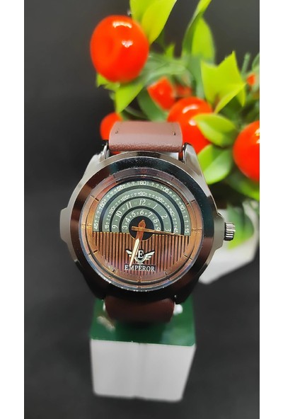 Emperor Erkek Kol Saati Analog Deri Kayışlı Kol Saati Bronz Emperor Erkek Kol Saati Analog Deri Kayışlı Kol Saati Bronz