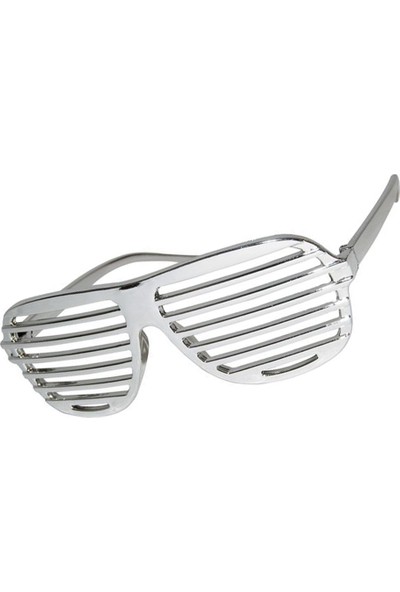 Amazeus Parti Aksesuar Gümüş Renk Plastik Yılbaşı Partisi Panjur Gözlük