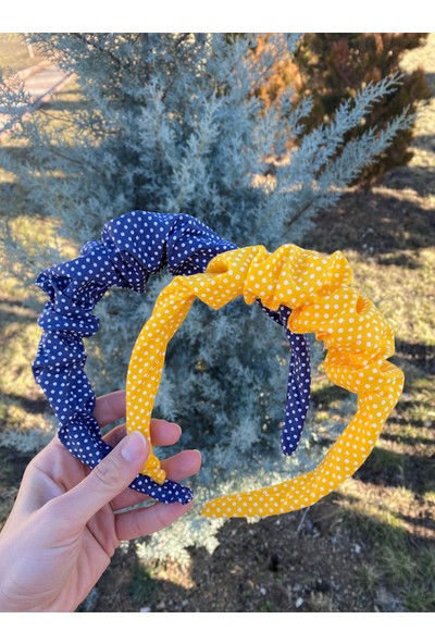 White Alamode Puantiye Serisi Sarı&lacivert Taç Seti White Alamode Puantiye Serisi Sarı&lacivert Taç Seti