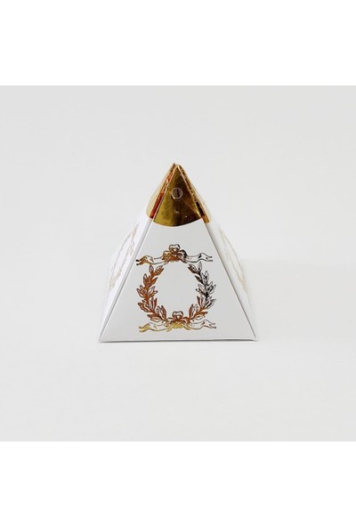 Darksent Beyaz Üzerine Gold Yaldız Baskılı Piramit Lokum ve Şeker Kutusu 50 Adet