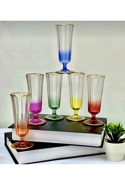 Krd Home Yaldızlı 6lı Flüt Kahve Yanı Su Bardağı