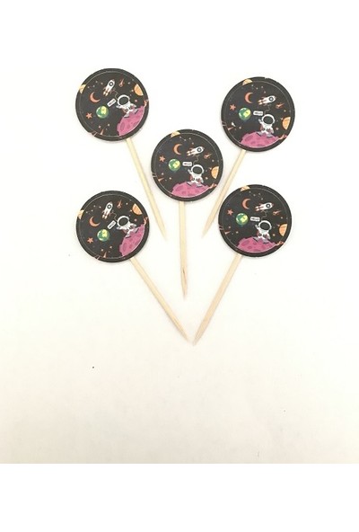 Renkli Parti Uzay Temalı Parti Kürdanı 20'li