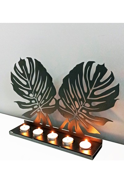 Fenix Yaprak 5'li Dekoratif Metal Mumluk Şamdan