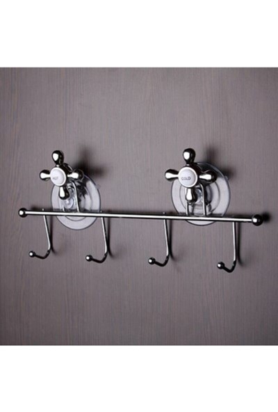 Modalonga 4 'lü Krom Kaplama Metal Vakumlu Banyo Askısı Havluluk