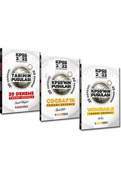 Doğru Tercih Yayınları 2022 Genel Kültür KPSS'nin Pusulası Tamamı Çözümlü Deneme Seti Doğru Tercih Yayınları 2022 Genel Kültür KPSS'nin Pusulası Tamamı Çözümlü Deneme Seti