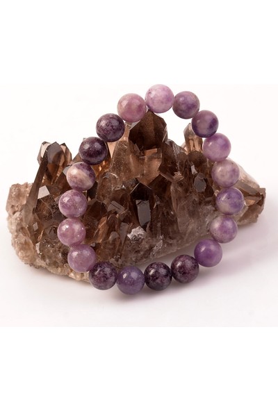 Taş Sandığı Lepidolit Taşı Bileklik - 10 mm