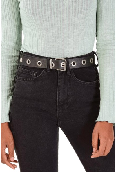 Butikburuc Kadın Siyah Kuş Gözü Ince Kemer