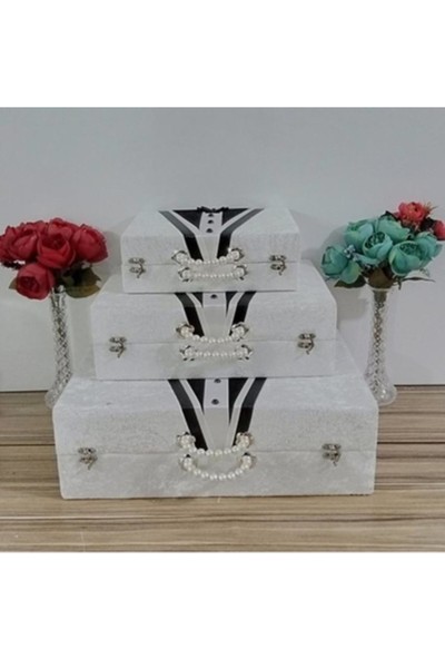 Ceyyiz Söz Nişan Bohça Gelin Düğün Damat Çeyiz Sandık 0555 Ekru