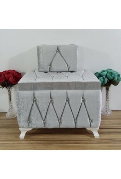 Ceyyiz Söz Nişan Bohça Gelin Düğün Çeyiz Sandık 2li 315 Gri