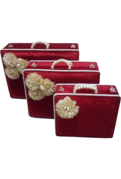 Ceyyiz Söz Nişan Bohça Gelin Düğün Çeyiz Sandık 0563 Kırmızı