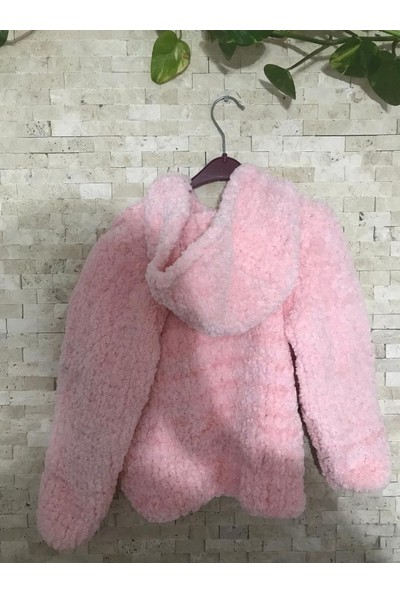 Zümrüt Tuhafiye El Örgüsü Kapşonlu Pembe Hırka Zümrüt Tuhafiye El Örgüsü Kapşonlu Pembe Hırka
