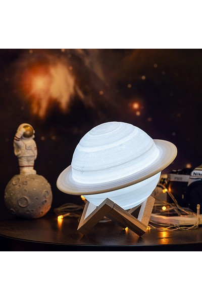 Hediyesahibi Dekoratif Ayaklı Renk Değiştiren 3D Satürn Gece Lambası Hediyesahibi Dekoratif Ayaklı Renk Değiştiren 3D Satürn Gece Lambası