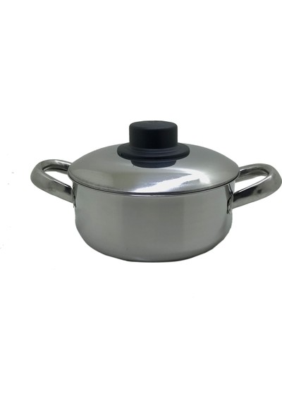 Depoexpres Çelik Tencere 14X6CM 800 ml Mini Tencere Paslanmaz Çelik Kapaklı Çelik Tencere