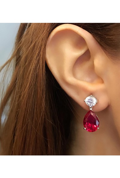 Stella Stela Yakut Damla Küpe (B)