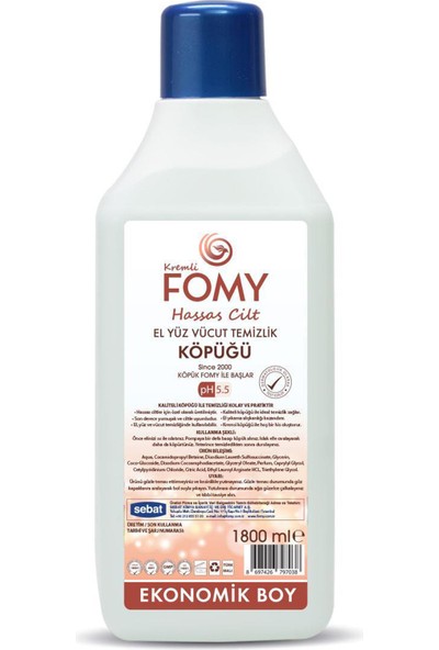 Fomy Hassas Cilt Köpük Sabun El Yüz Vücut - 1800 ml Fomy Hassas Cilt Köpük Sabun El Yüz Vücut - 1800 ml