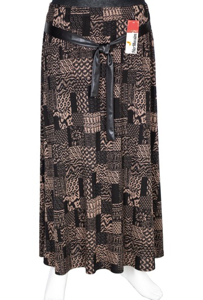 Hesna Kadın Nehir Korsajlı Kloş Etnik Desenli Siyah Etek Hesna Kadın Nehir Korsajlı Kloş Etnik Desenli Siyah Etek