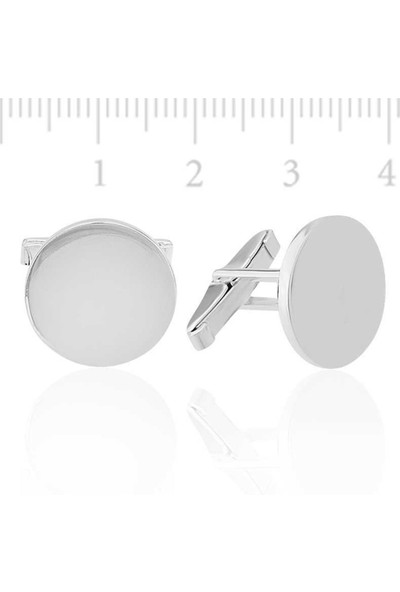 Gumush Gümüş Yuvarlak Kol Düğmesi