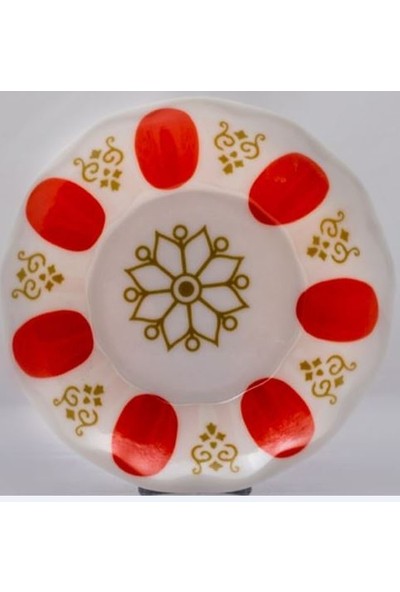 Güneş Melamin Kahveci Çay Tabak 6'lı Kırmızı - Beyaz