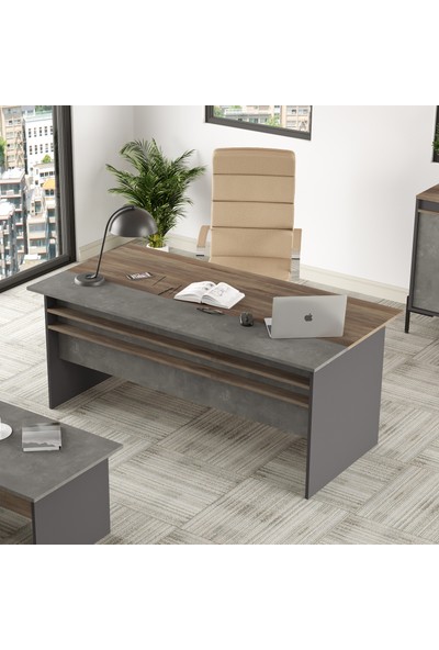 Yurudesign Vista A Ofis Masası 180CM*90CM Kahve-Beton-Antrasit Vs1-Cga Yurudesign Vista A Ofis Masası 180CM*90CM Kahve-Beton-Antrasit Vs1-Cga