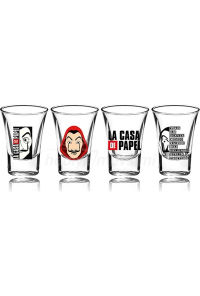 Kent Bazaar La Casa De Papel Baskılı 4'lü Shot Bardak Seti Kent Bazaar La Casa De Papel Baskılı 4'lü Shot Bardak Seti