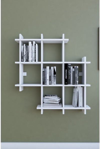 Dienni Beyaz Bornova Duvar Raflı Kitaplık 94X88X16 Dienni Beyaz Bornova Duvar Raflı Kitaplık 94X88X16