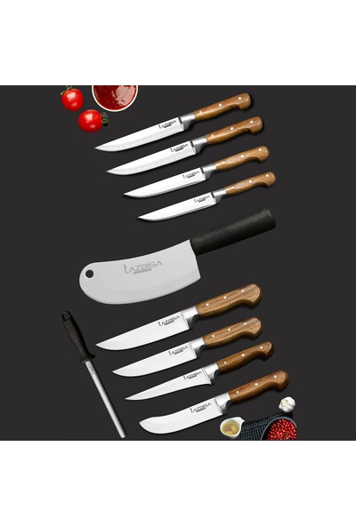 Lazbisa Mutfak Bıçak Seti Et Ekmek Sebze Meyve Soğan Salata Bıçak Seti ( 10 Parça ) Lazbisa Mutfak Bıçak Seti Et Ekmek Sebze Meyve Soğan Salata Bıçak Seti ( 10 Parça )