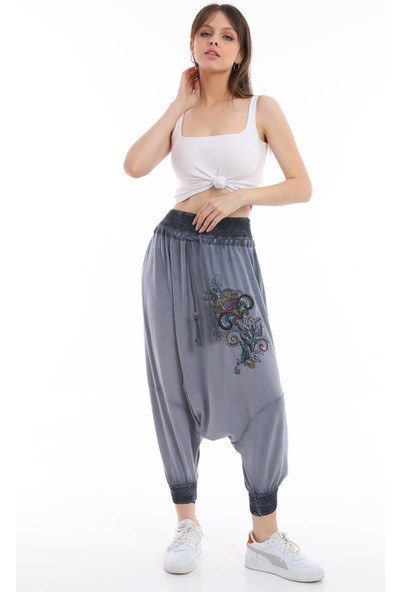 Çiçek Desenli Etnik Tasarım Kadın Şalvar Pantolon Çiçek Desenli Etnik Tasarım Kadın Şalvar Pantolon