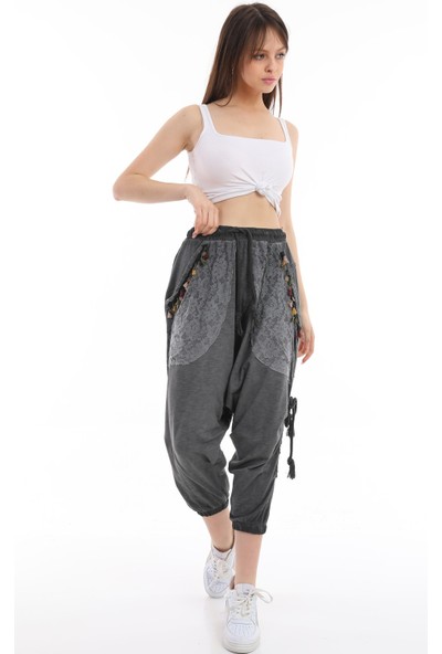 Viskon Kumaş Etnik Tasarım Kadın Şalvar Pantolon