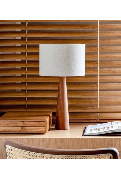 Art&Gift Ahşap Konik Gövdeli Dizayn Abajur Kumaş Başlık Pudra Art&Gift Ahşap Konik Gövdeli Dizayn Abajur Kumaş Başlık Pudra