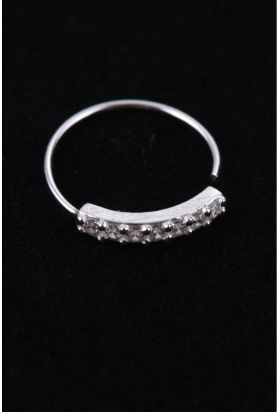 925 Ayar Gümüş Zirkon Taşlı Halka Burun Hızması