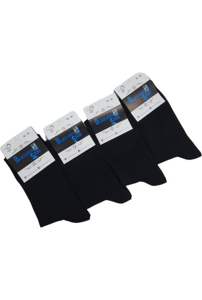 Unisex 4'lü Düz Siyah Soket Çorap 36-40 Numara BT-0462