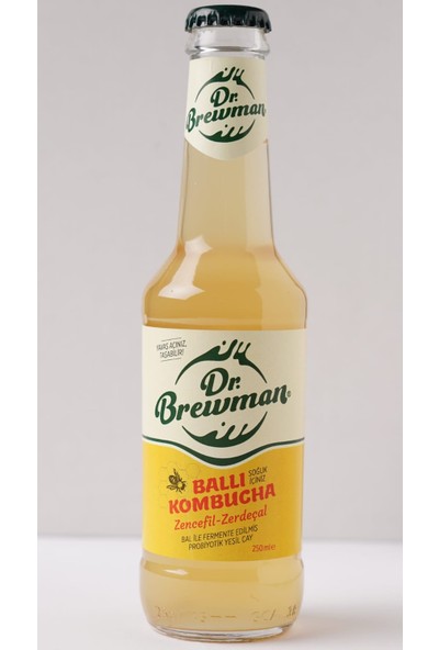 Ballı Kombucha Zencefil ve Zerdeçal (Şeker Ilavesiz) 250 ml x 1 Adet
