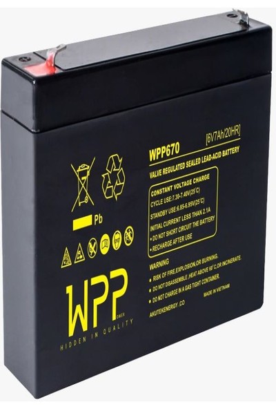 Wpp 6V 7AH Akülü Araba Aküsü