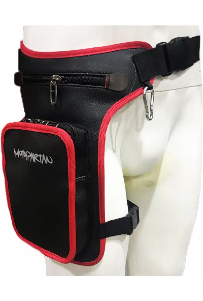 Motospartan Motosiklet Bacak Çantası Tek Cepli Kırmızı