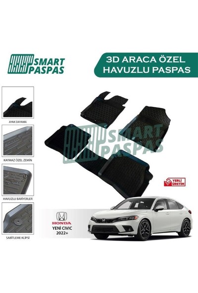 Honda Yeni Civic (Fe1 ) 2021 + 3D Havuzlu Paspas
