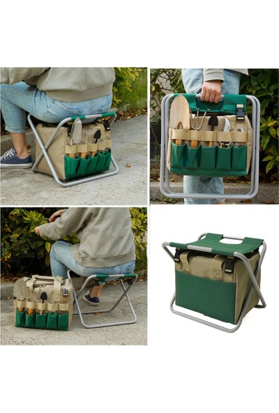 Yukka Katlanabilir Çok Cepli Bahçe Taburesi