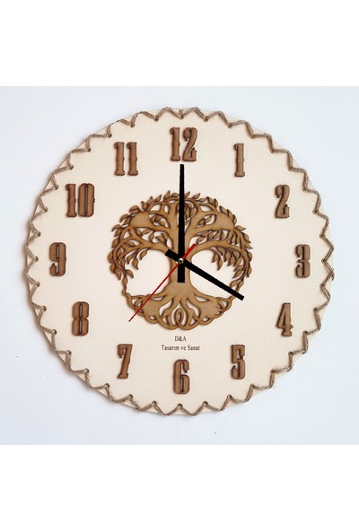 D&a Örgülü Halatlı Dekoratif Duvar Saati 40 cm Ağaç 4011