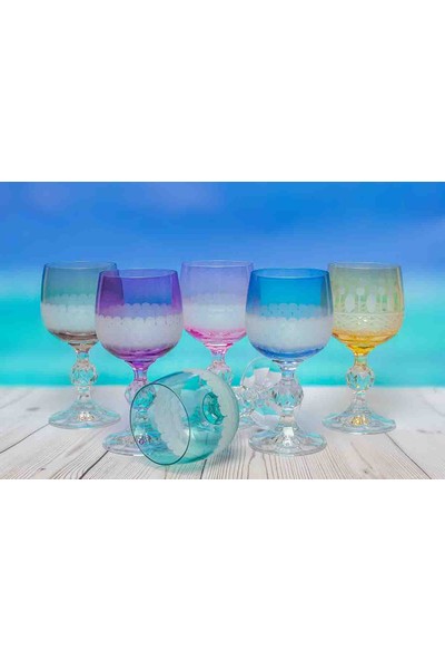 Bohemia 6'lı El Kesme Ayaklı Kahve Su Bardağı Takımı Nero 1