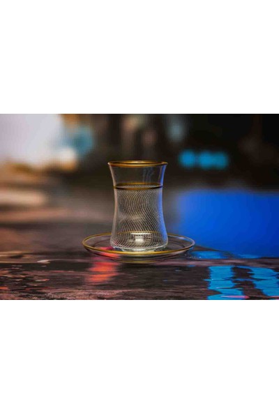 Güral Duru 6'lı Çay Bardak Takımı Mat Altın Lazer Kesme Lazio 8