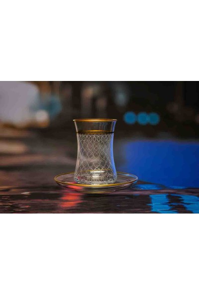 Güral Duru 6'lı Çay Bardak Takımı Mat Altın Lazer Kesme Lazio 6