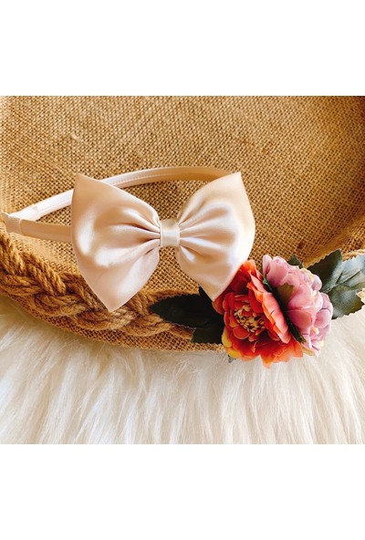 Yeşim Aksesuar Ekru Lohusa Tacı, Fiyonklu Lohusa Taç