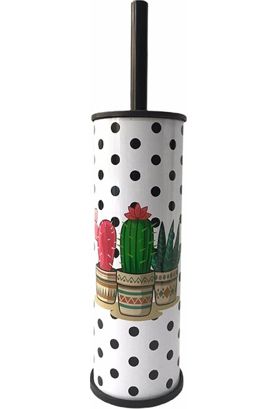 Zübahome Siyah Puantiyeli Pedallı Çöp Kovası ve Wc Fırçası 5 Lt