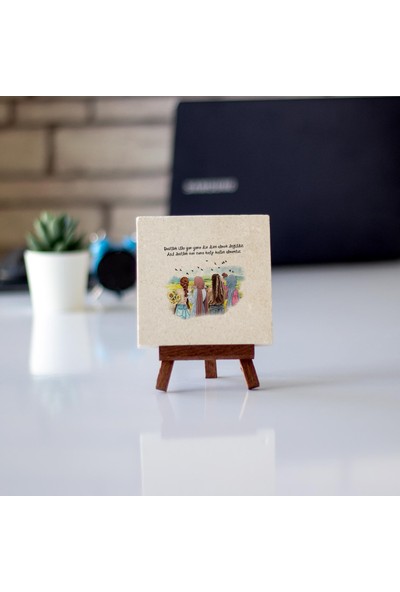 4 Dost Doğal Taş Baskı 10X10CM 4 Dost Doğal Taş Baskı 10X10CM