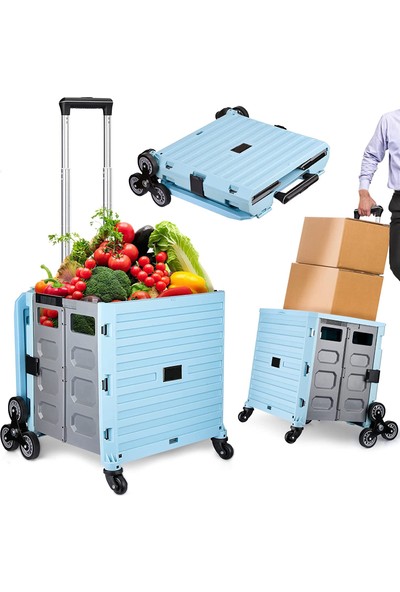 Stilmax Merdiven Çıkabilen Katlanır Çok Fonksiyonlu Koli Yük Paket Taşıma Pazar El Arabası 100KG 55L Stilmax Merdiven Çıkabilen Katlanır Çok Fonksiyonlu Koli Yük Paket Taşıma Pazar El Arabası 100KG 55L