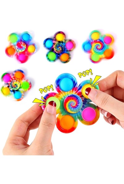 Roseroi Dali Pop It Stres Çarkı Popit Rainbow Desenli Stres Çarkı