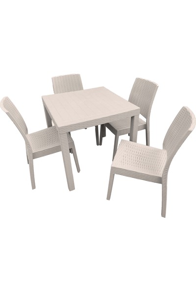 Romanoset Lara 4 Kolsuz Sandalyeli 80X80 cm Rattan Bahçe ve Balkon Masa Takımı Romanoset Lara 4 Kolsuz Sandalyeli 80X80 cm Rattan Bahçe ve Balkon Masa Takımı