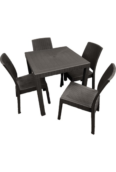 Romanoset Lara Kolsuz 4 Sandalyeli 80X80 cm Rattan Bahçe ve Balkon Masa Takımı Kahverengi Romanoset Lara Kolsuz 4 Sandalyeli 80X80 cm Rattan Bahçe ve Balkon Masa Takımı Kahverengi