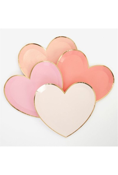 Meri Meri Pembe Ton Kalpli Tabaklar (L) (8'li) Meri Meri Pembe Ton Kalpli Tabaklar (L) (8'li)